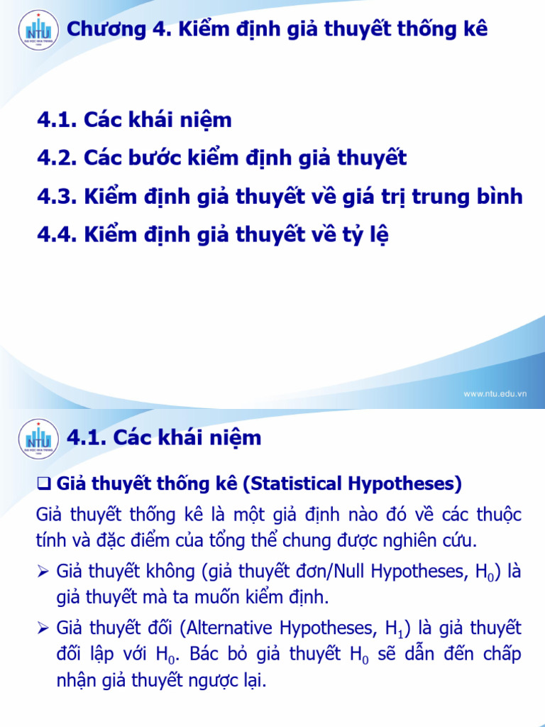 Chuong 4 - Kiem Dinh Gia Thuyet Thong Ke | PDF