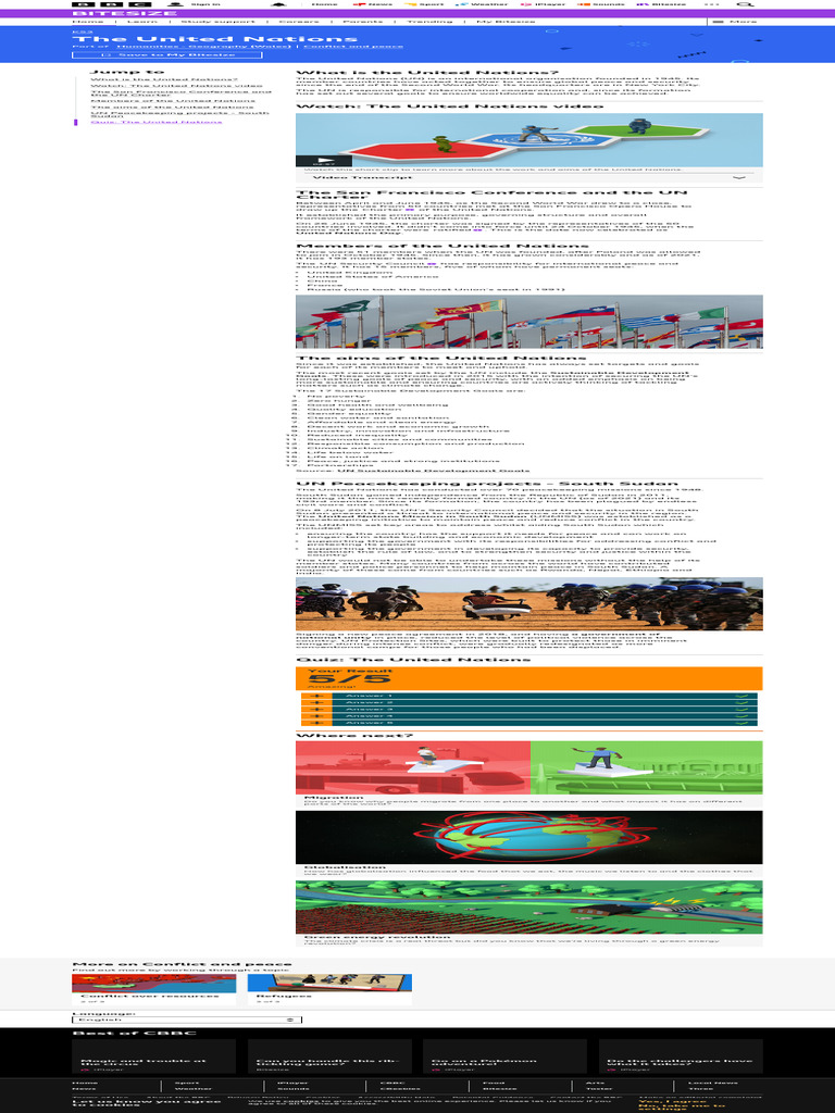 The United Nations - KS3 Humanities Geography - BBC Bitesize | PDF ...