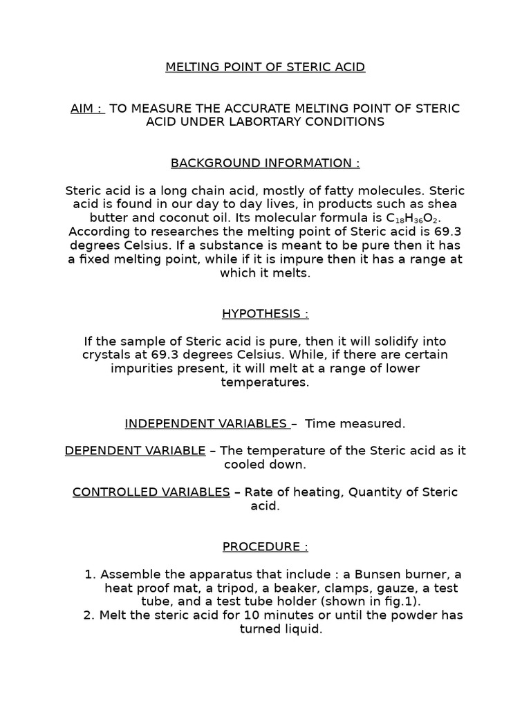 Melting Point of Steric Acid | PDF | Melting Point | Temperature