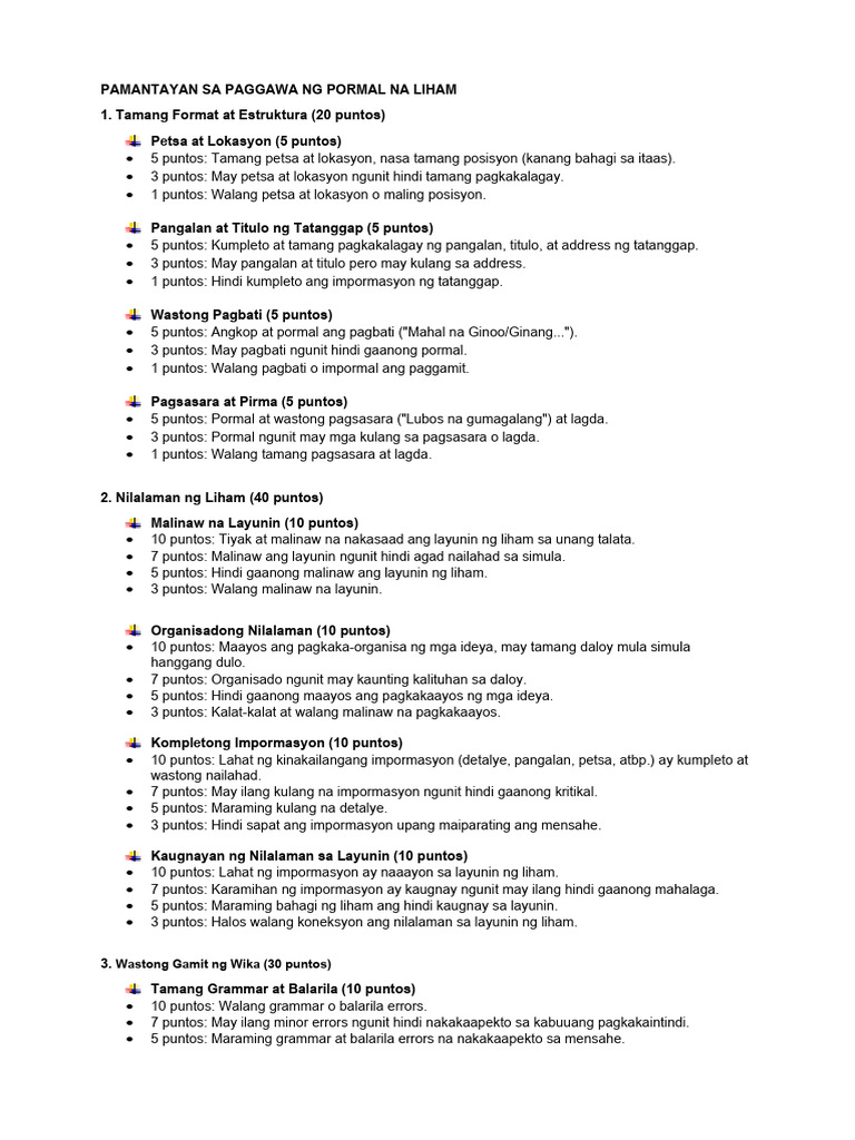 Pamantayan Sa Paggawa NG Pormal Na Liham | PDF