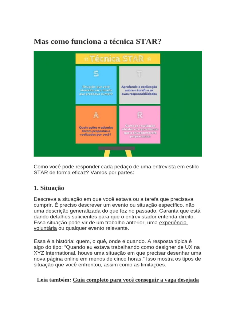 como funciona a técnica STAR | PDF