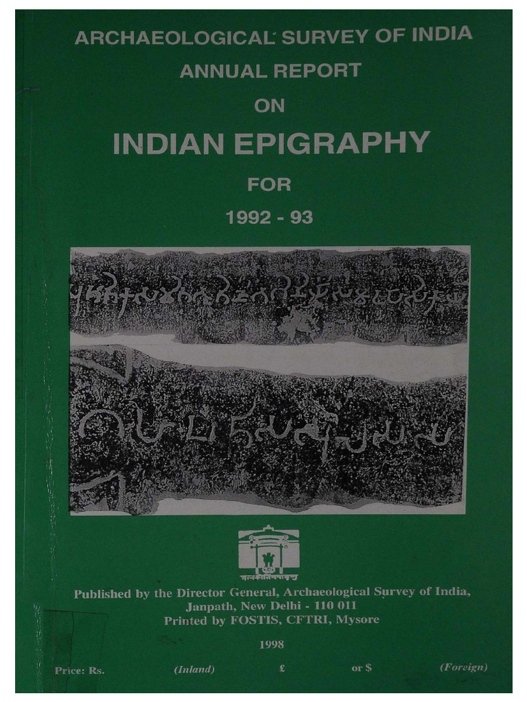 Annual Report On Indian Epigraphy - 1992-93 | PDF
