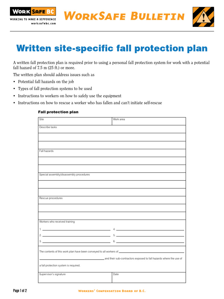 TBM Guide - Written Fall Protection Plan | PDF | Labor | Labor Relations