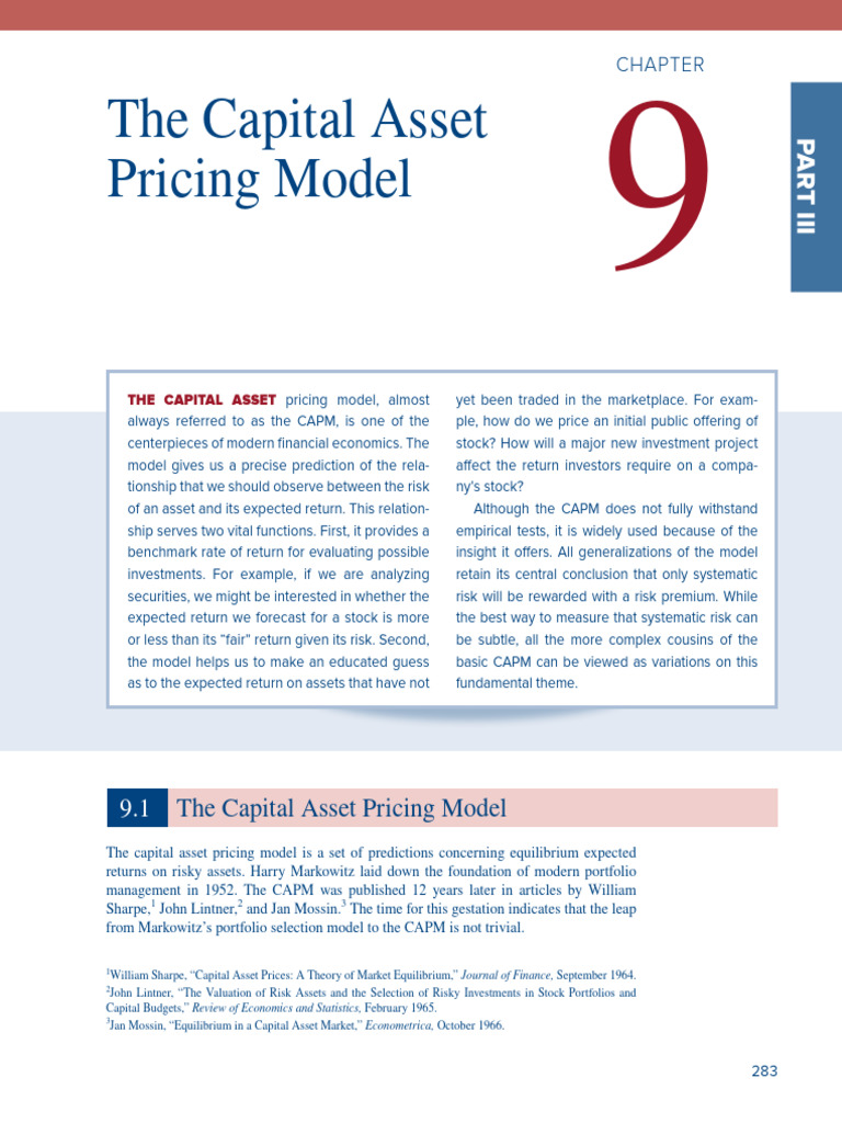 Chapter 9 The Capital Asset Pricing Model | PDF | Capital Asset Pricing ...