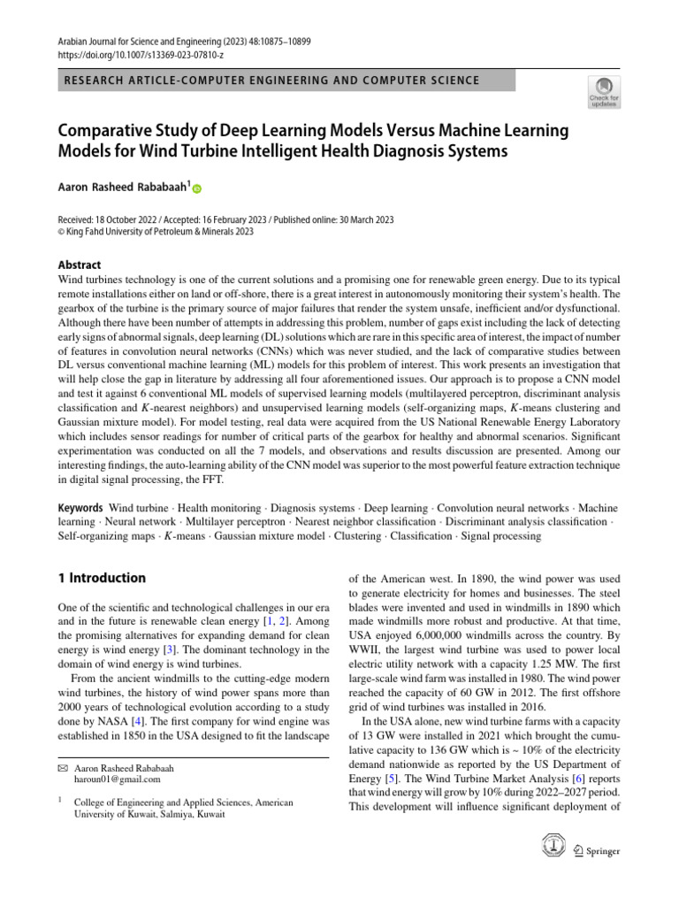 Comparative Study of Deep Learning Models Versus Machine Learning Models For Wind Turbine ...