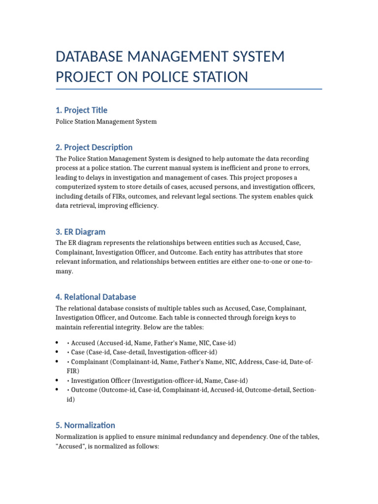 Police_Station_Management_DBMS_Project | PDF | Databases | Relational Database