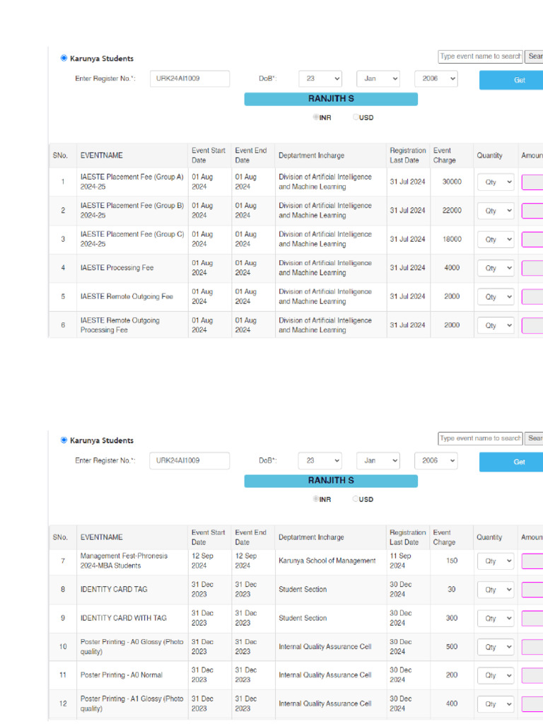KARUNYA ADD ON FEES DETAILS | PDF