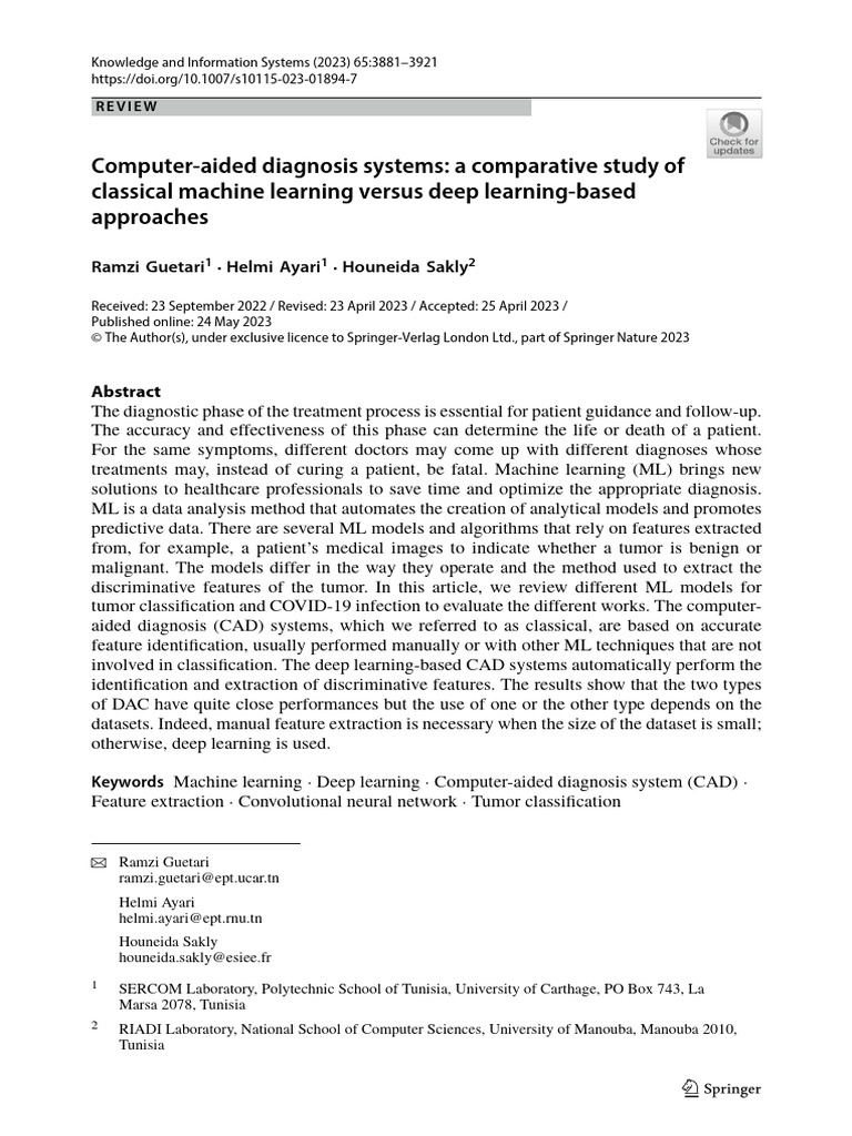 Computer-Aided Diagnosis Systems A Comparative Study of Classical Machine Learning Versus Deep ...