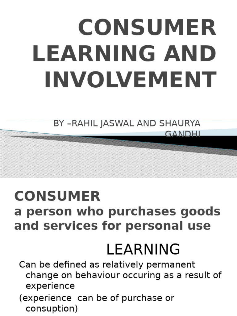 Consumer Learning and Involvement Insights | PDF