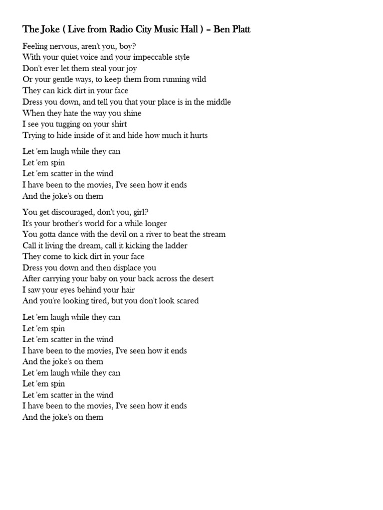 The Joke ( Live from Radio City Music Hall ) (2020) | PDF