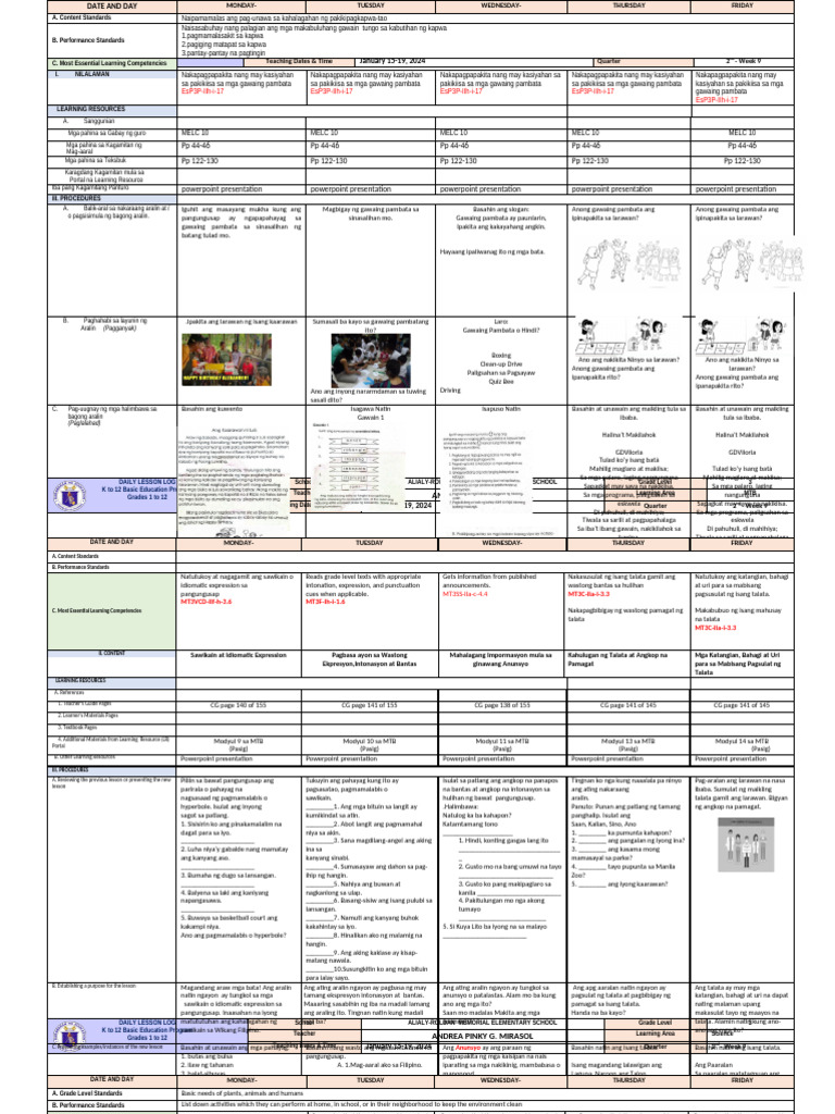 DLL GRADE 3 Q2 w9 | PDF