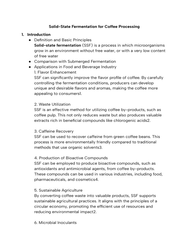 Solid-State Fermentation for Coffee Processing | PDF | Fermentation ...
