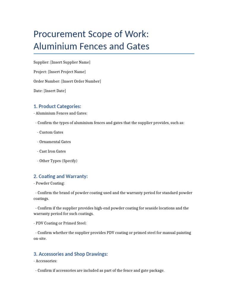 Aluminium Fences and Gates Procurement Guide | PDF | Technology ...