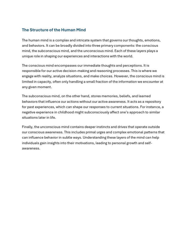 The Structure of The Human Mind | PDF | Self-Improvement | Science ...