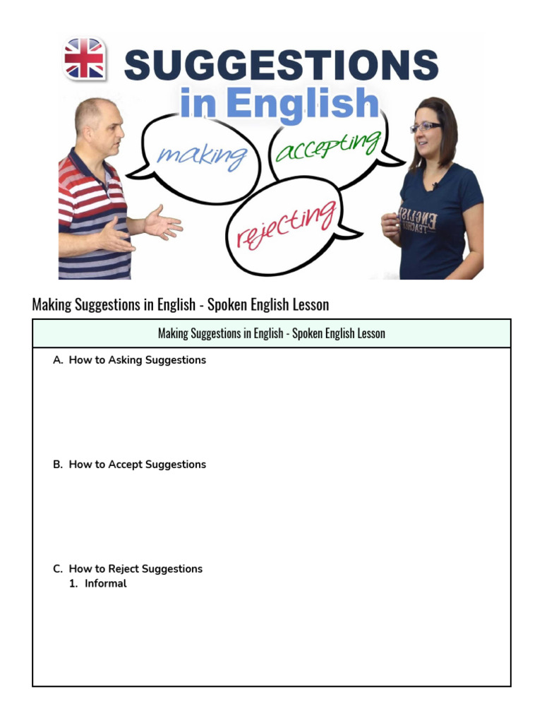 Making Suggestions in English students | PDF | English Language | Question