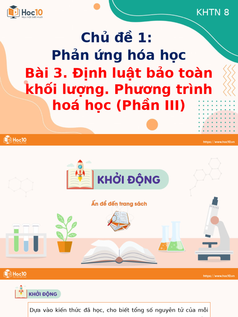 Bai 5. Dinh Luat Bao Toan Khoi Luong. Phuong Trinh Hoa Hoc (Phan III) | PDF