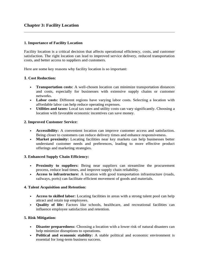 OM Chapter 3 - Facility Location | PDF | Supply Chain | Cost–Benefit Analysis