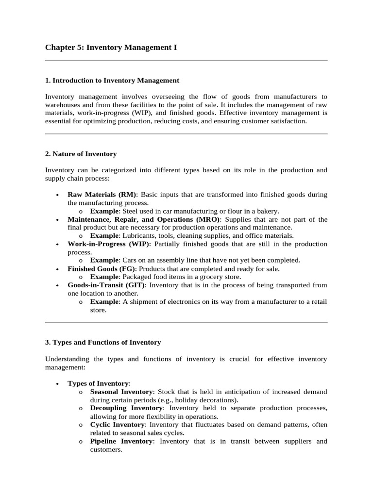 OM Chapter 5 - Inventory Management I | PDF | Inventory | Marketing