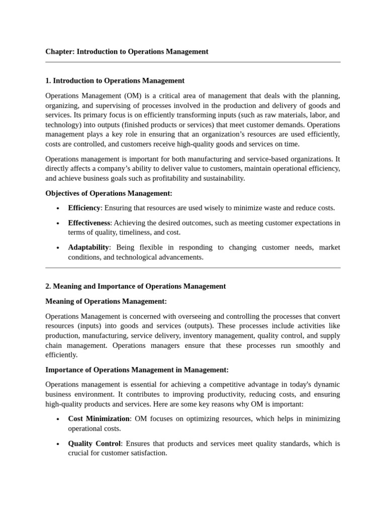Introduction to Operations Management | PDF | Lean Manufacturing ...