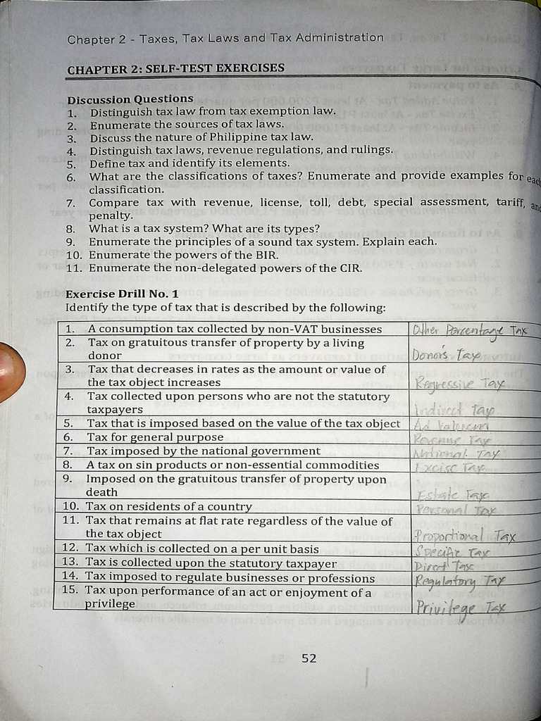 INCOME TAXATION Chapter 2 Exercises | PDF | Taxes | Taxation In The ...