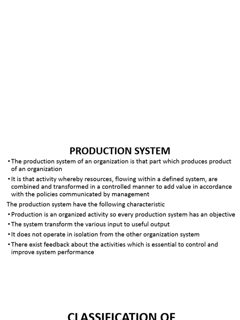 Types of Production System | PDF | System | Mass Production