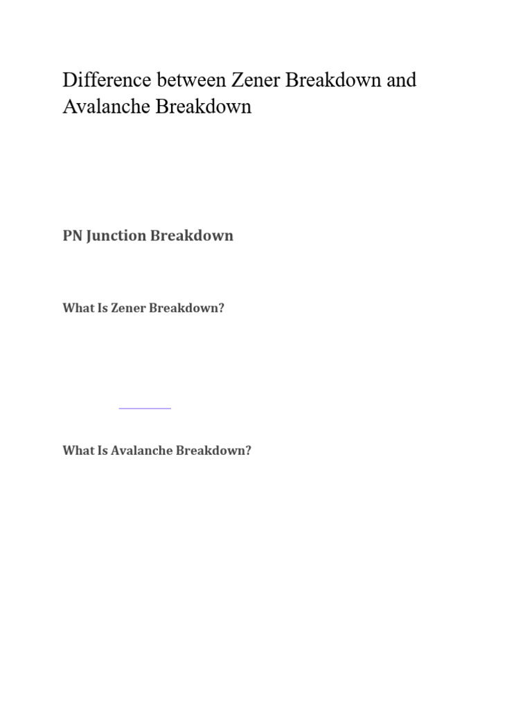 Zener vs Avalanche Breakdown Explained | PDF | P–N Junction | Diode