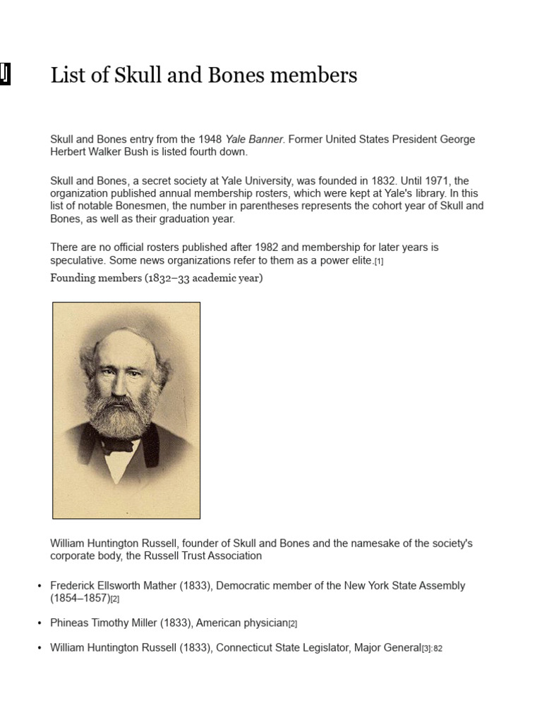 Skull and Bones Members | PDF | History