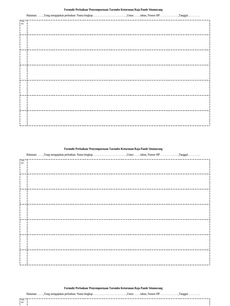 Formulir Perbaikan Tarombo Pande Situmorang | PDF