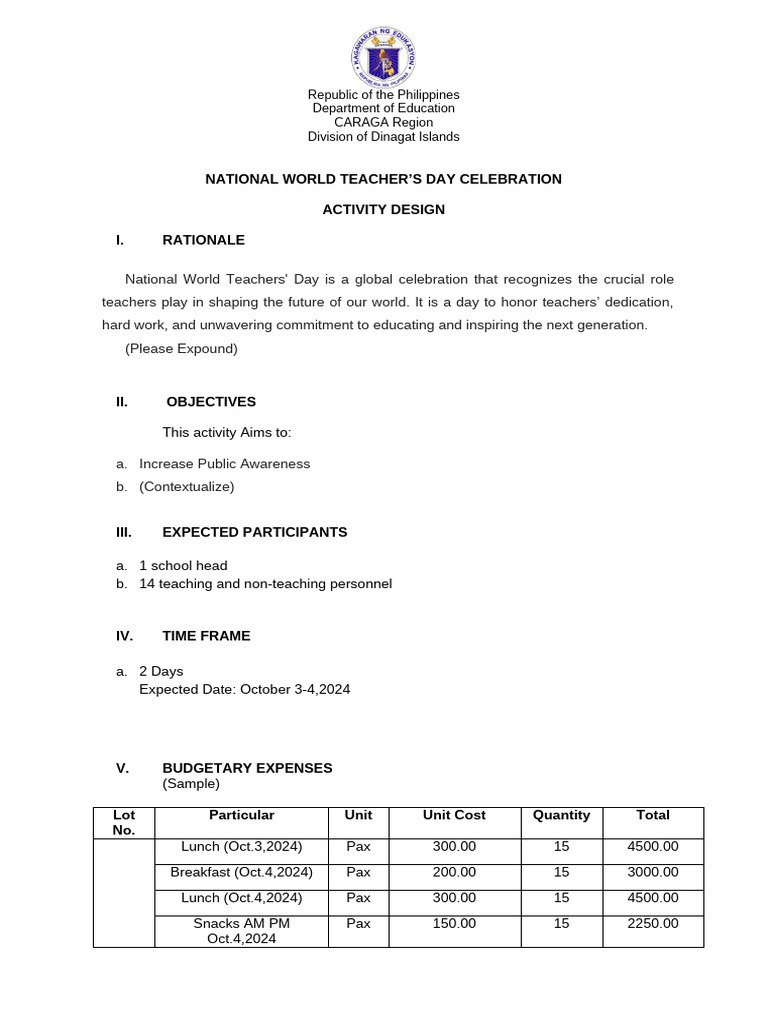 ACTIVITY-DESIGN-Teachers Day | PDF