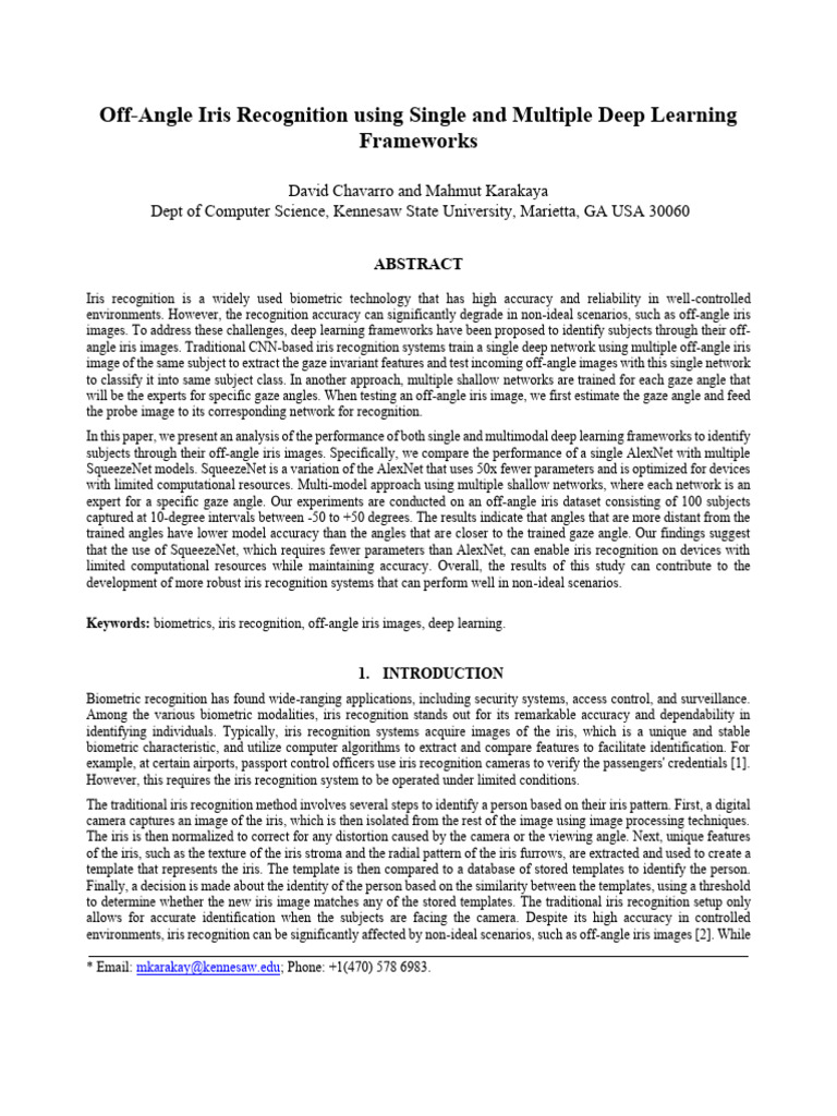 Off-Angle Iris Recognition using Single and Multiple Deep Learning ... Off-Angle Iris Recognition using Single and Multiple Deep Learning ...