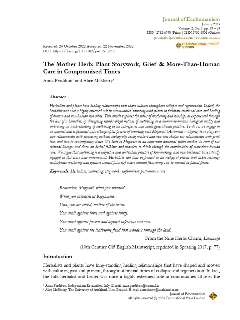 The Mother Herb Plant Storywork Grief An | PDF | Ecofeminism | Yin And Yang