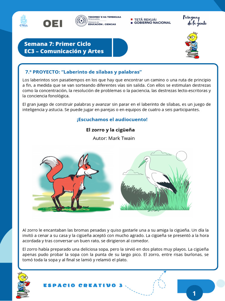 S7 1.º C E3 Laberinto de Sílabas | PDF | Cognición | Ciencia cognitiva