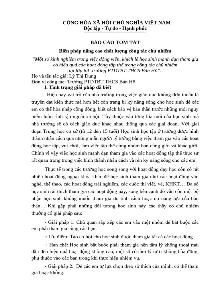 Báo Cáo Tóm Tắt. Gvcn | PDF