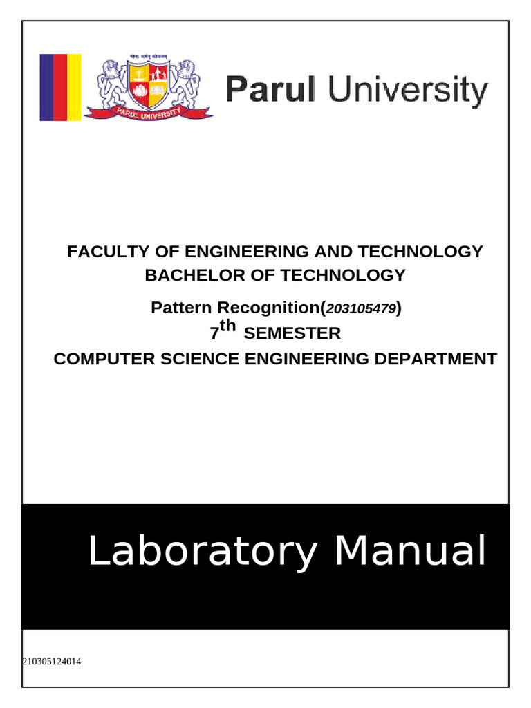 PR LabManual Anurag | PDF | Support Vector Machine | Pattern Recognition