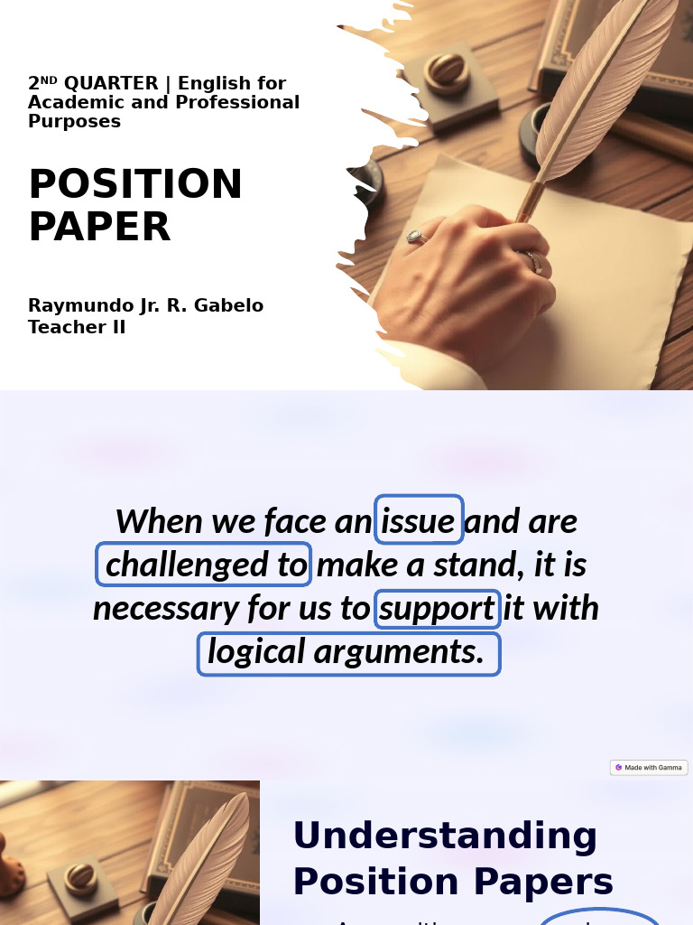 Lesson 8- Position Paper | PDF | Argument | Reason