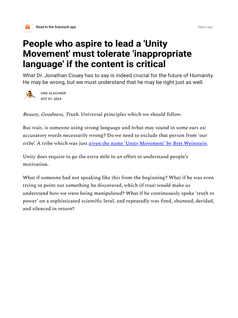 People Who Aspire To Lead A 'Unity Movement' Must Tolerate 'Inap | PDF
