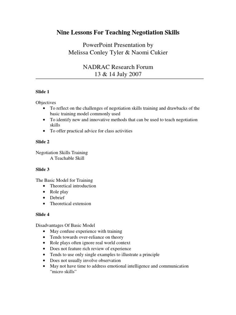 Teaching Negotiation Skills Innovatively | PDF | Negotiation | Learning