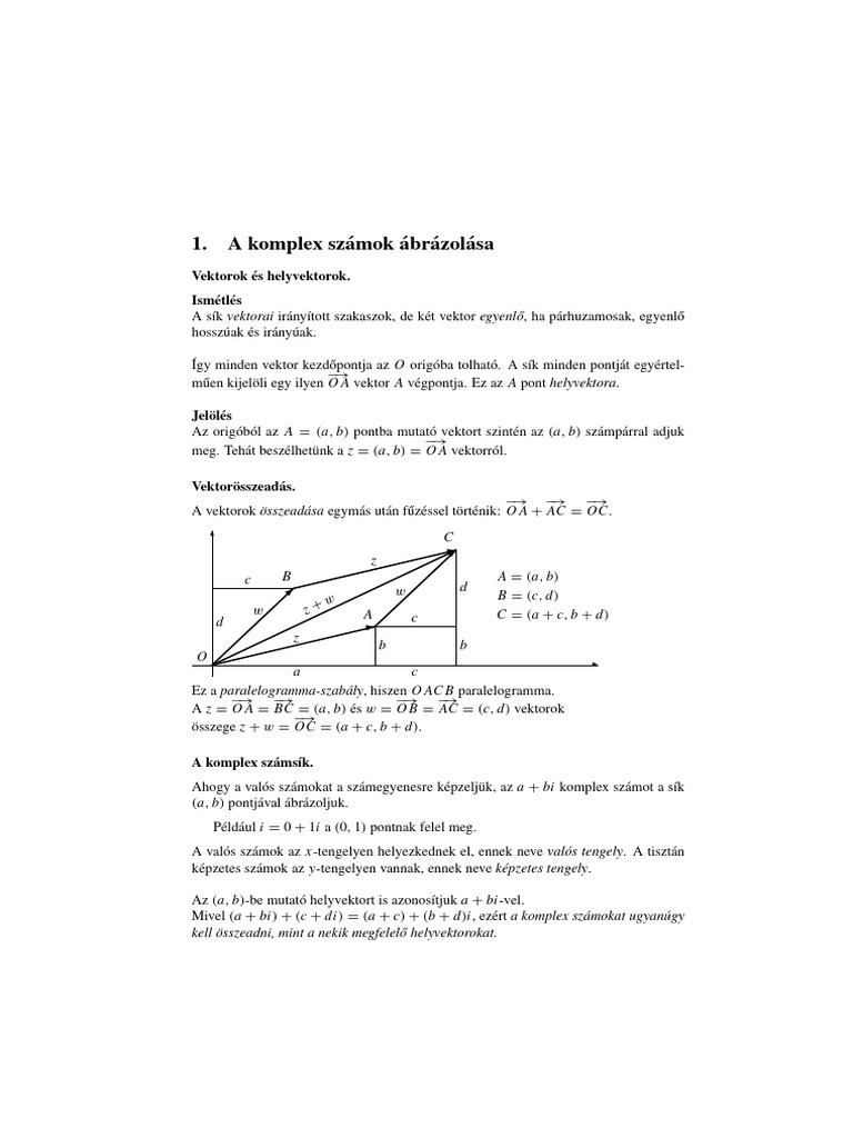 A Komplex Számok Ábrázolása | PDF