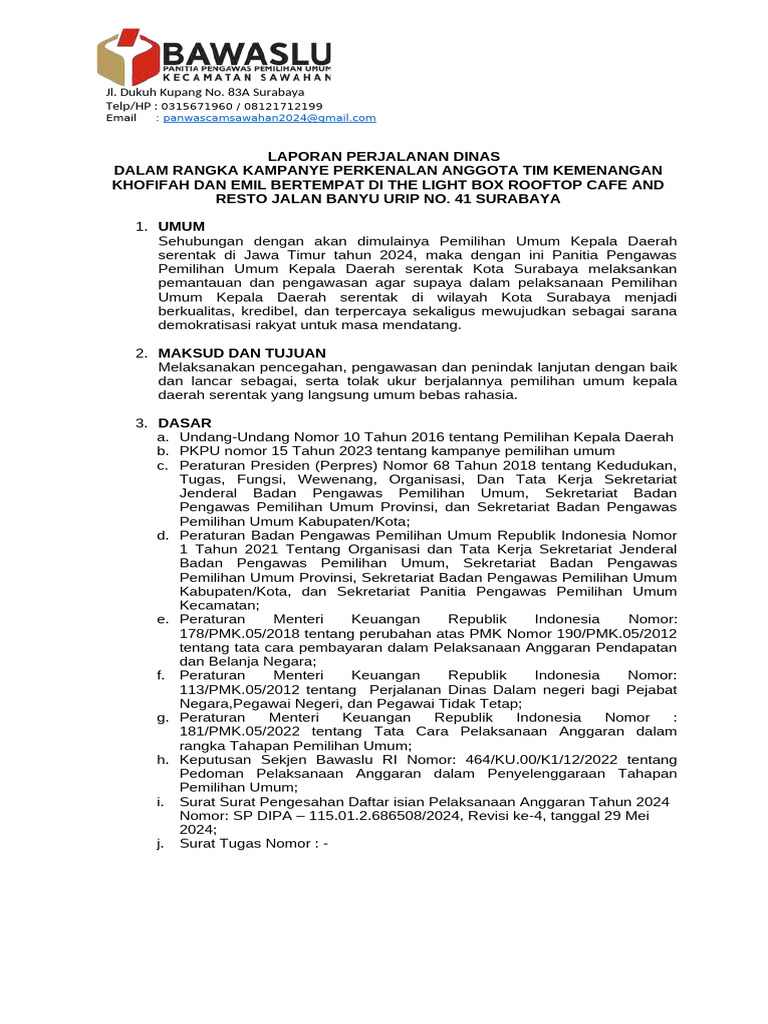 LPD 05 Oktober 2024 (Kampanye Perkenalan TIM Khofifah) | PDF | Karier ...