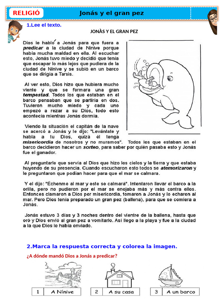 D4 A2 FICHA REL. Jonás y El Gran Pez | PDF