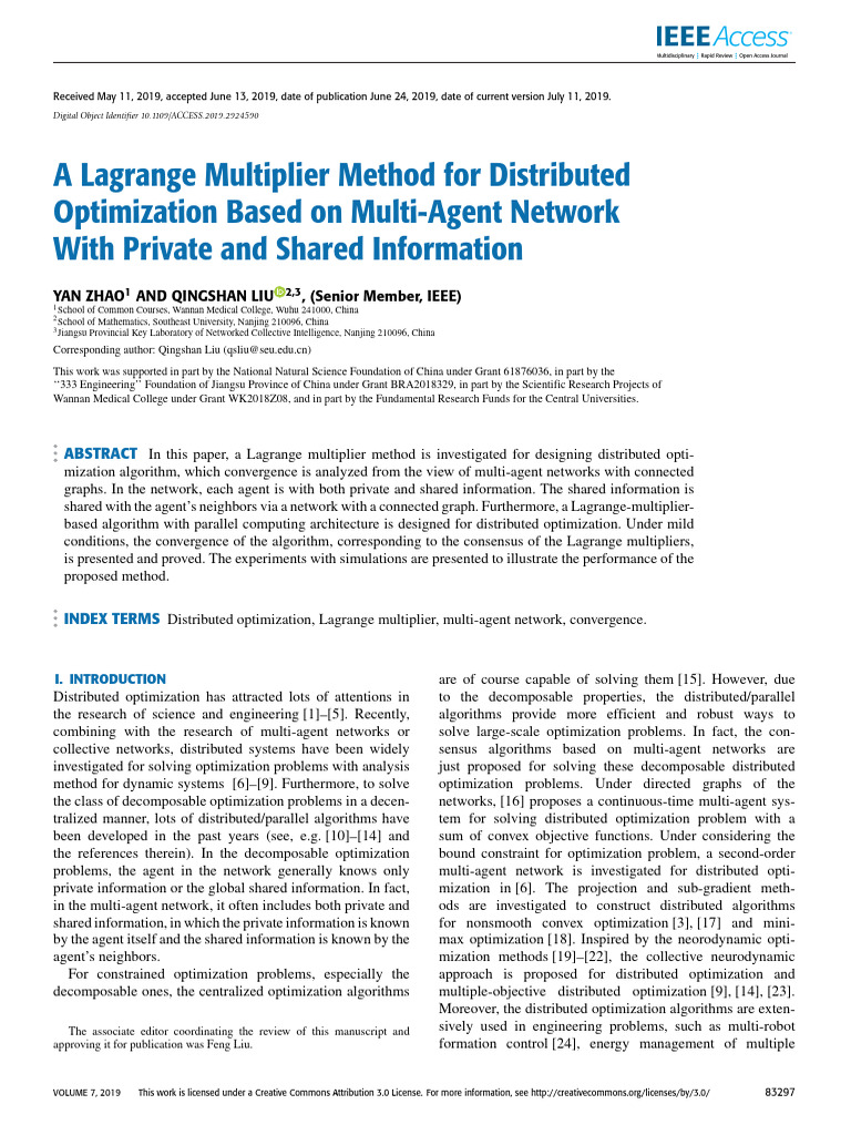 A Lagrange Multiplier Method For Distributed Optimization Based On ...