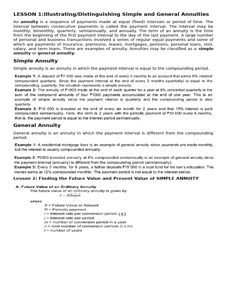 Notes Simple Annuity | PDF | Business | Law