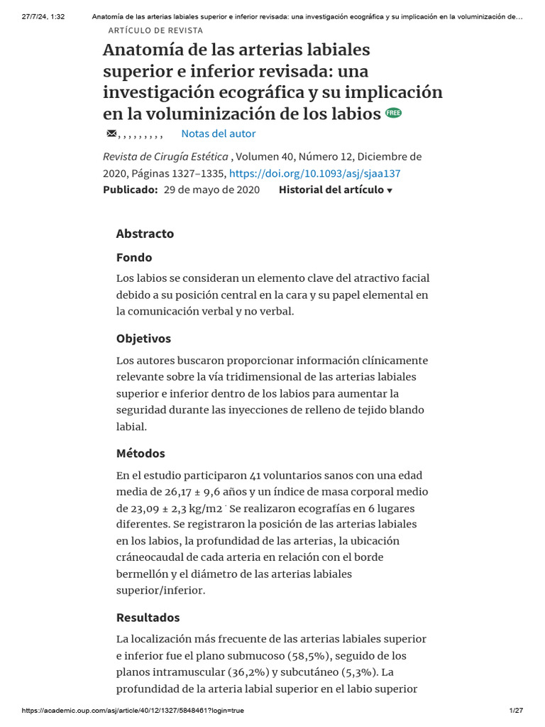 Anatomía de la arteria labial superior | PDF | Ultrasonido | Labio