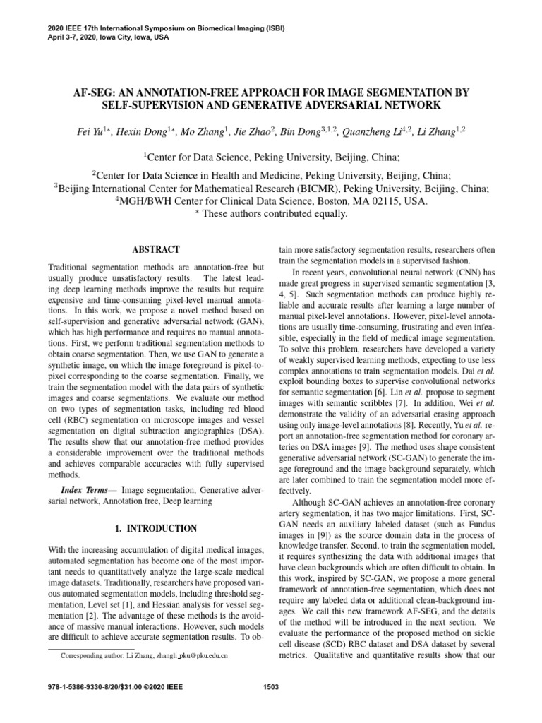 AF-SEG an Annotation-Free Approach for Image Segmentation by Self-Supervision and Generative ...