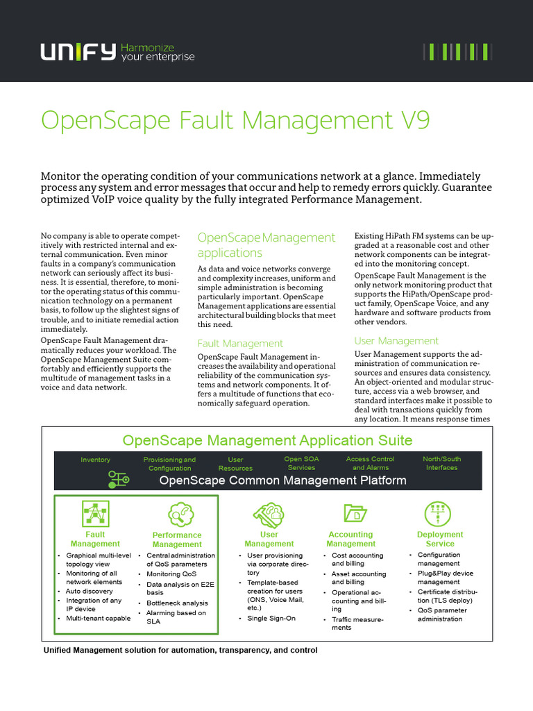 OpenScape Fault Management Overview | PDF | Computer Network | Quality ...