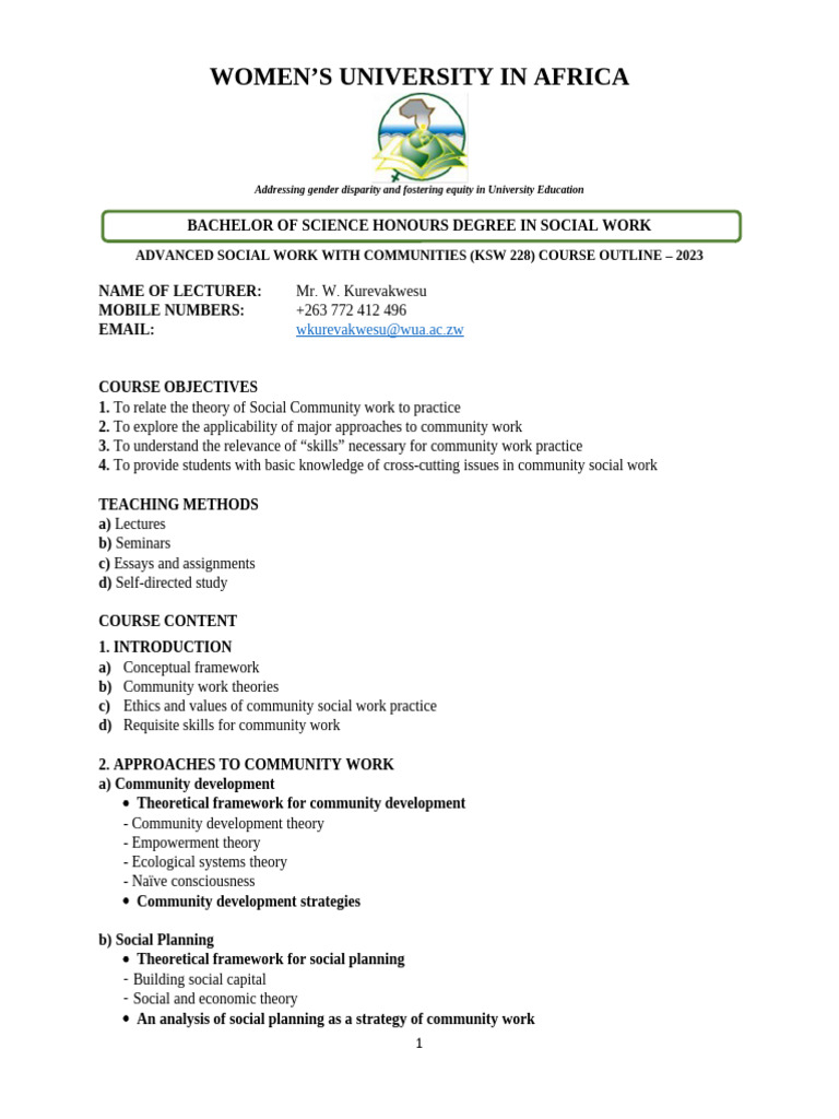 Advanced Social Work Course Outline | PDF | Social Work | Theory