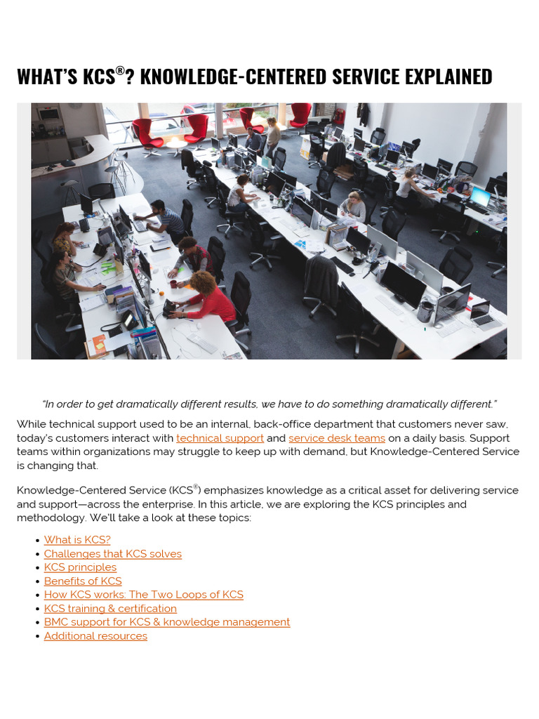 Whats Kcs Reg Knowledge Centered Service Explained | PDF | Knowledge | Leadership