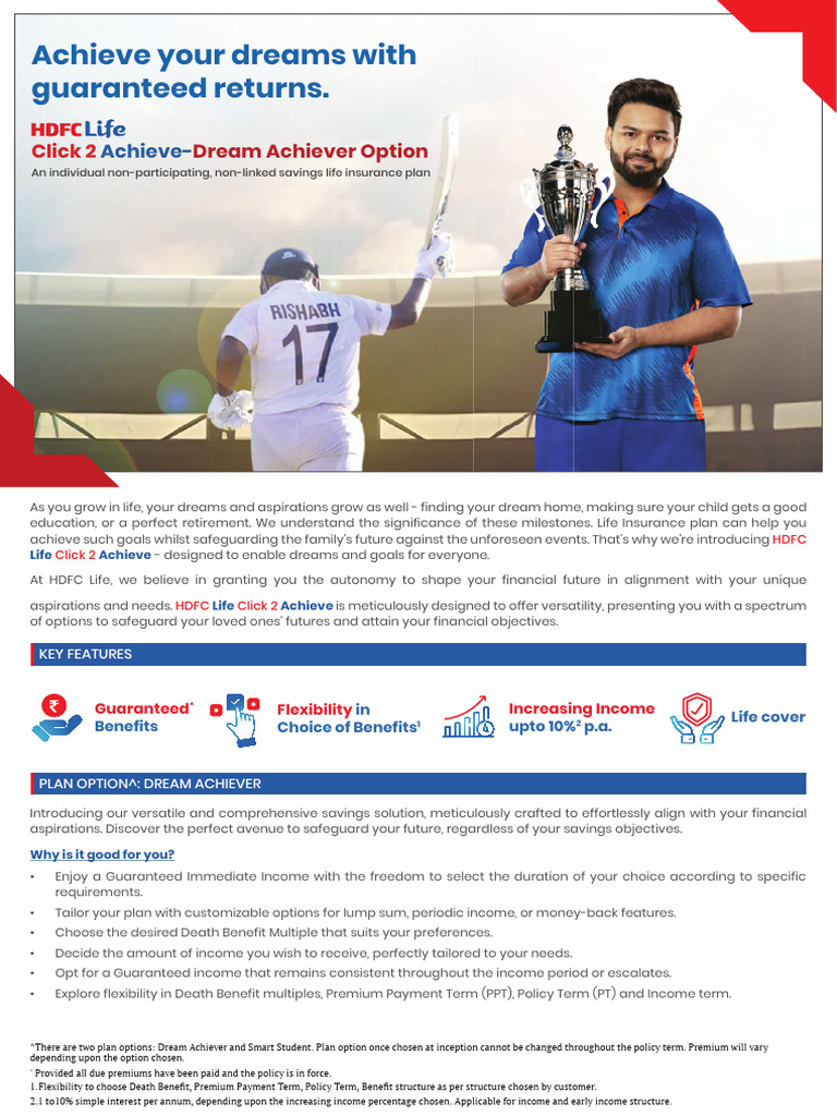 0140002024-C2A - Dream Achiever V5 | PDF | Insurance | Life Insurance