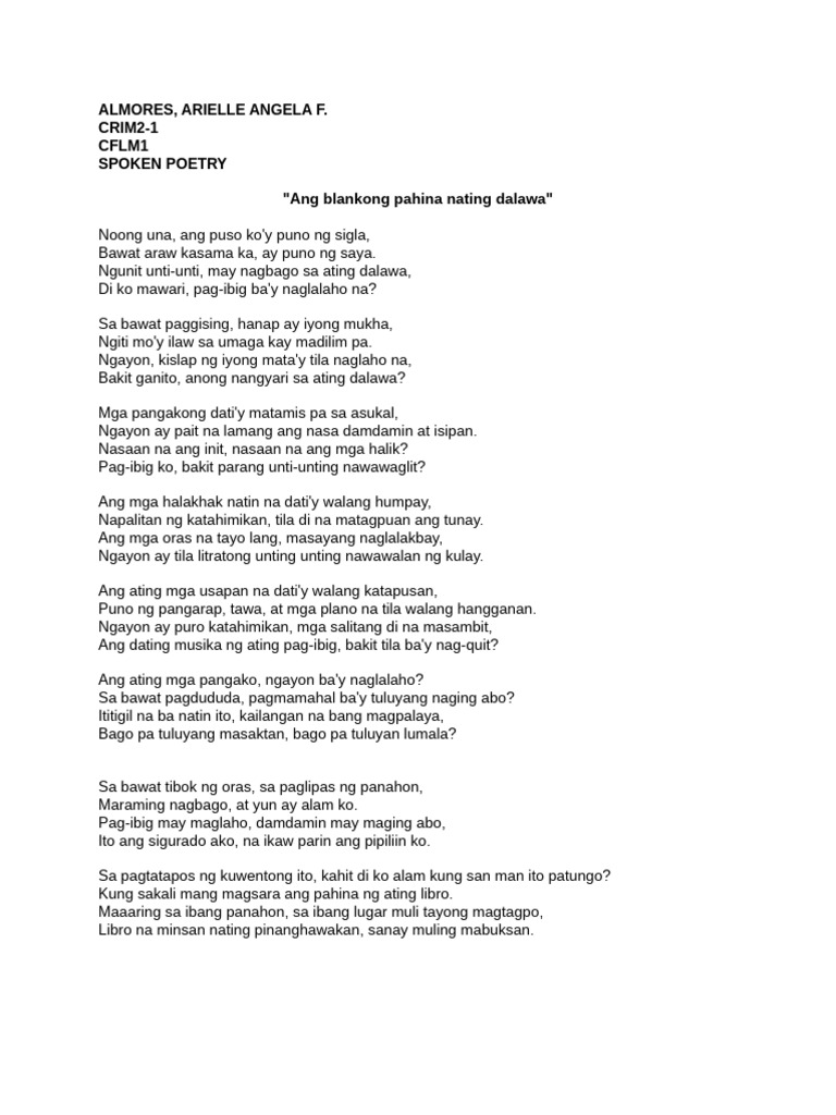 Spoken Poetry | PDF