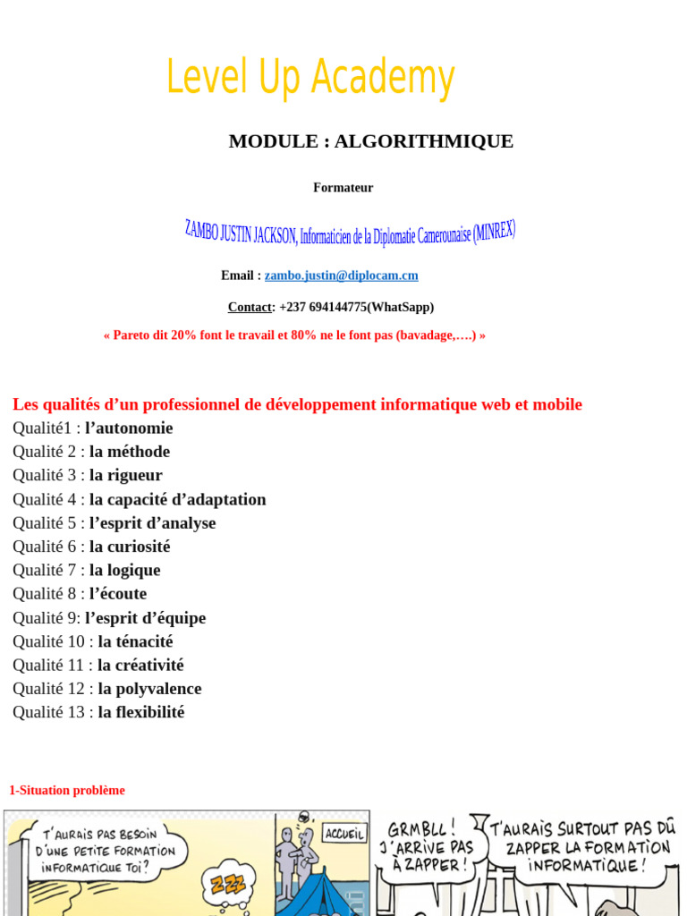 Introduction à l'algorithmique informatique | PDF | Programmation informatique | Variable ...